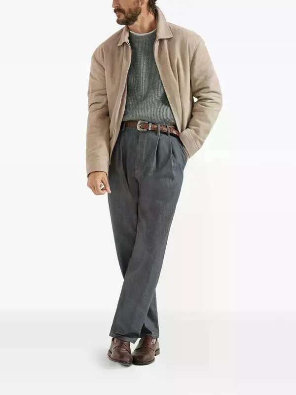 Brunello Cucinelli Zip-fastening Suede Jacket - Neutrals