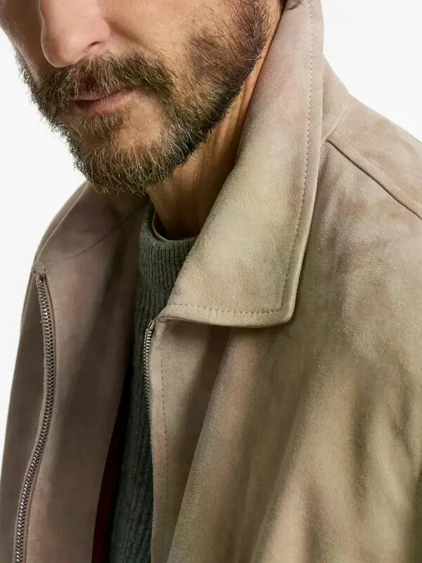 Brunello Cucinelli Zip-fastening Suede Jacket - Neutrals