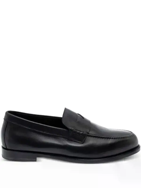 DOUCAL'S Almond Toe Slip-on Loafers - Black