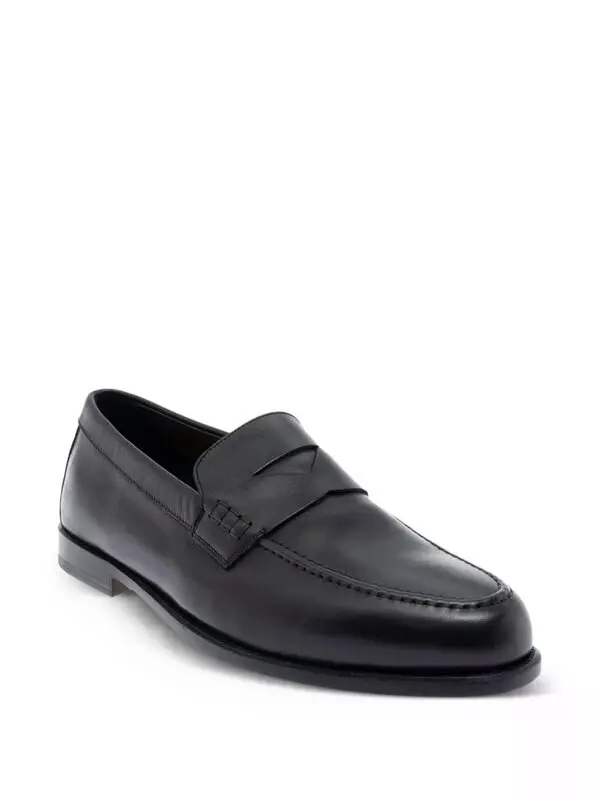 DOUCAL'S Almond Toe Slip-on Loafers - Black