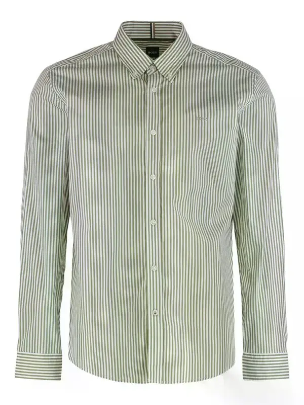 BOSS Slim-fit Striped Oxford Shirt - Green