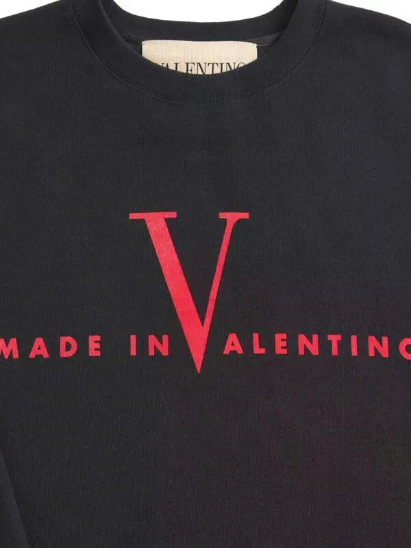 Valentino Garavani Cotton Crew Neck Sweatshirt With Made In Print