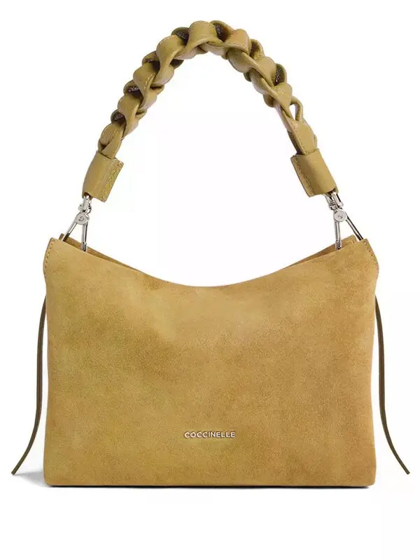 COCCINELLE Boheme Suede Shoulder Bag With Braided Detail - Neutrals