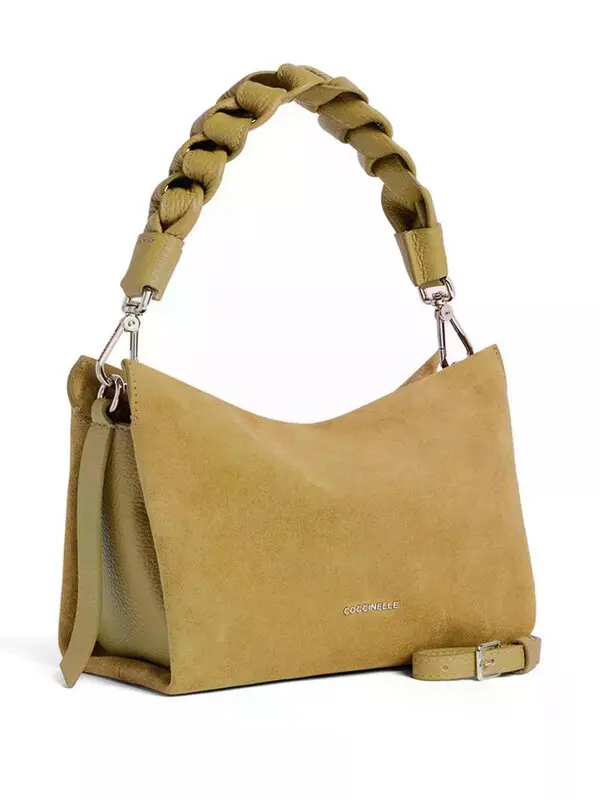 COCCINELLE Boheme Suede Shoulder Bag With Braided Detail - Neutrals