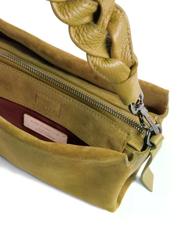 COCCINELLE Boheme Suede Shoulder Bag With Braided Detail - Neutrals