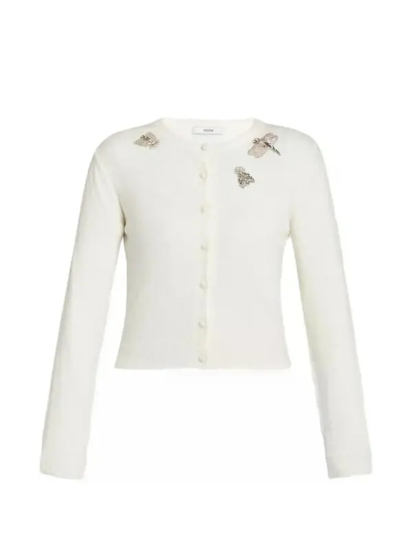 Erdem Embellished Crew-neck Cardigan - Neutrals