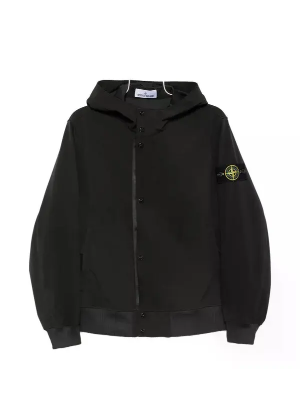 Stone Island Hooded Zip-up Jacket - Black