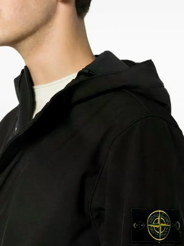 Stone Island Hooded Zip-up Jacket - Black