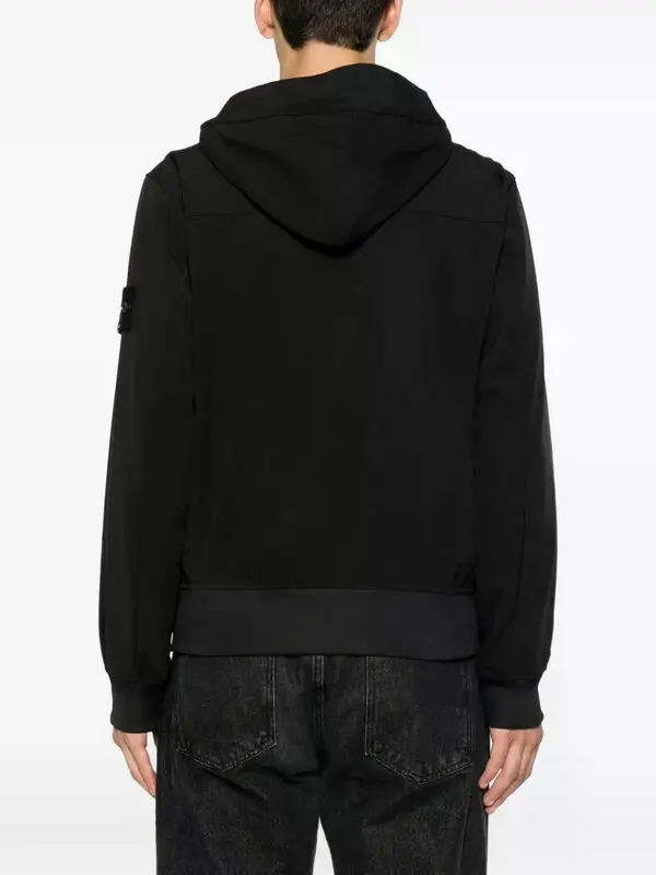 Stone Island Hooded Zip-up Jacket - Black