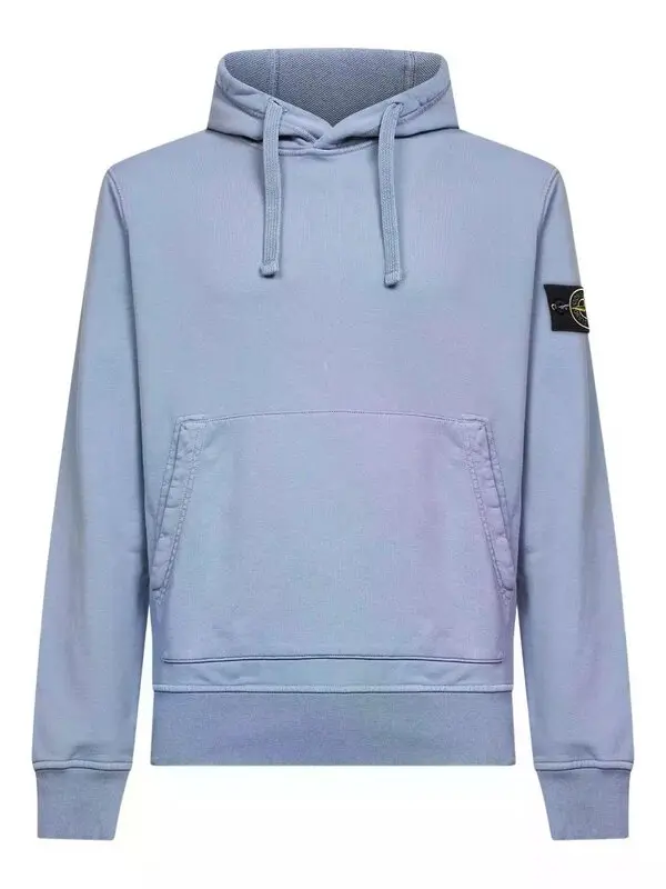 Stone Island Drawstring Kangaroo-pocket Hoodie - Blue