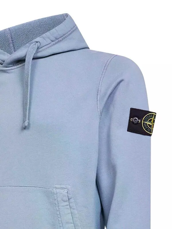Stone Island Drawstring Kangaroo-pocket Hoodie - Blue