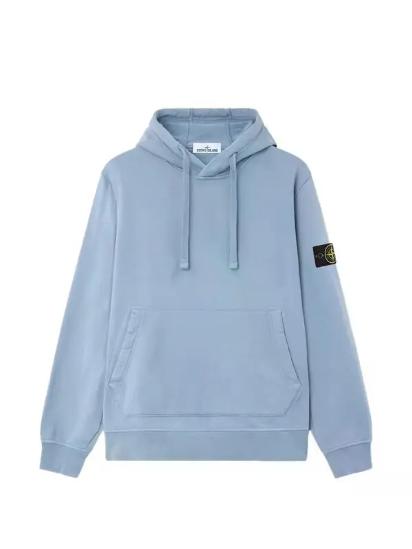 Stone Island Drawstring Kangaroo-pocket Hoodie - Blue
