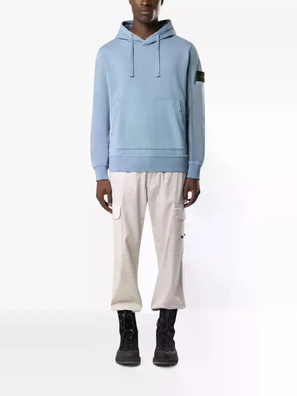 Stone Island Drawstring Kangaroo-pocket Hoodie - Blue
