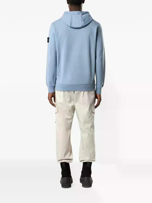 Stone Island Drawstring Kangaroo-pocket Hoodie - Blue