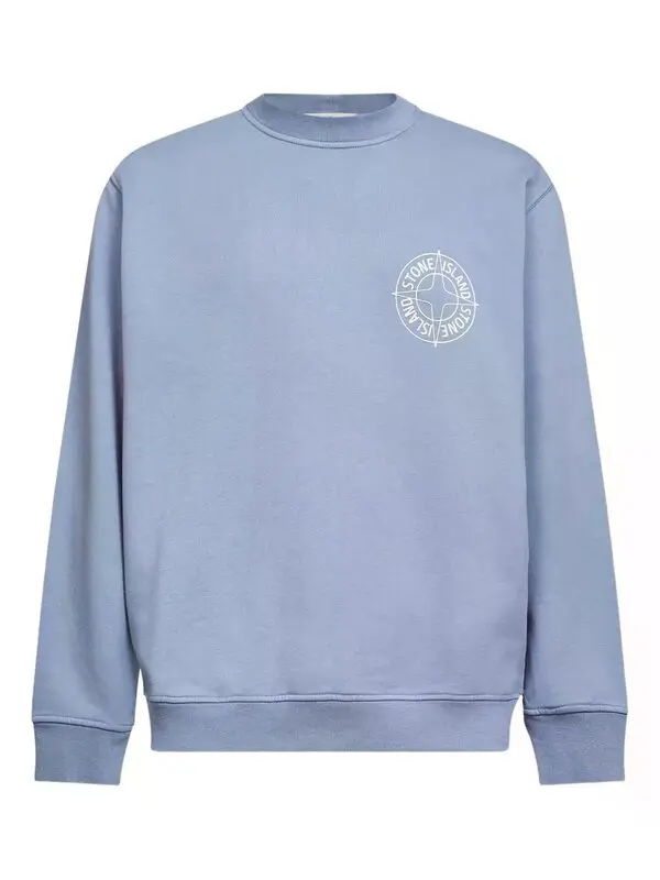 Stone Island Compass Logo Crew Neck Sweatshirt - Blue