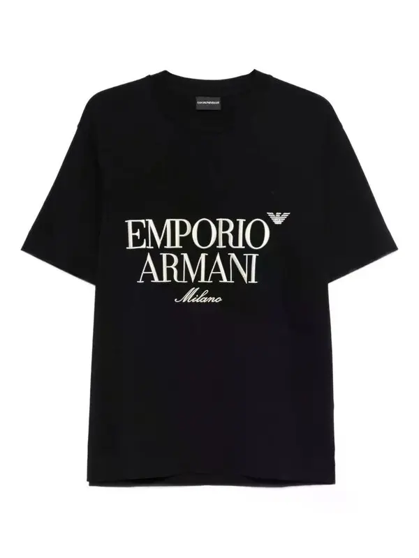 Emporio Armani Logo-embroidered T-shirt - Black