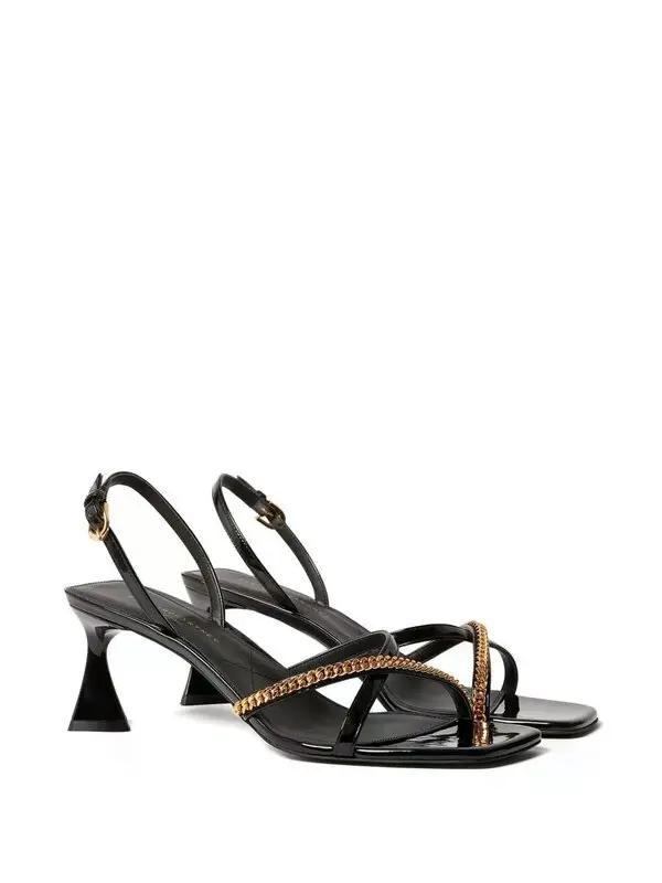Stella McCartney Elsa Chain-embellished Square Sandals - Black