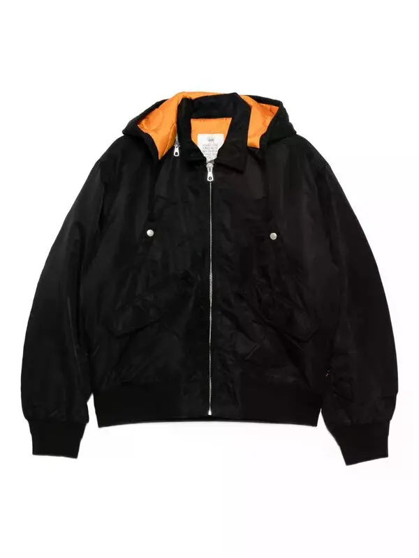 StÜssy Flight Hooded Zip Jacket - Black