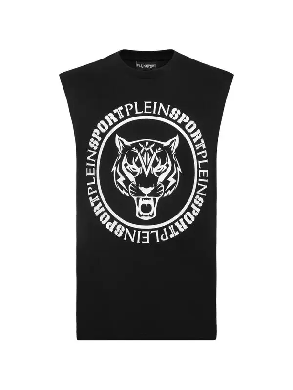 PLEIN SPORT Sleeveless T-shirt With Graphic - Black