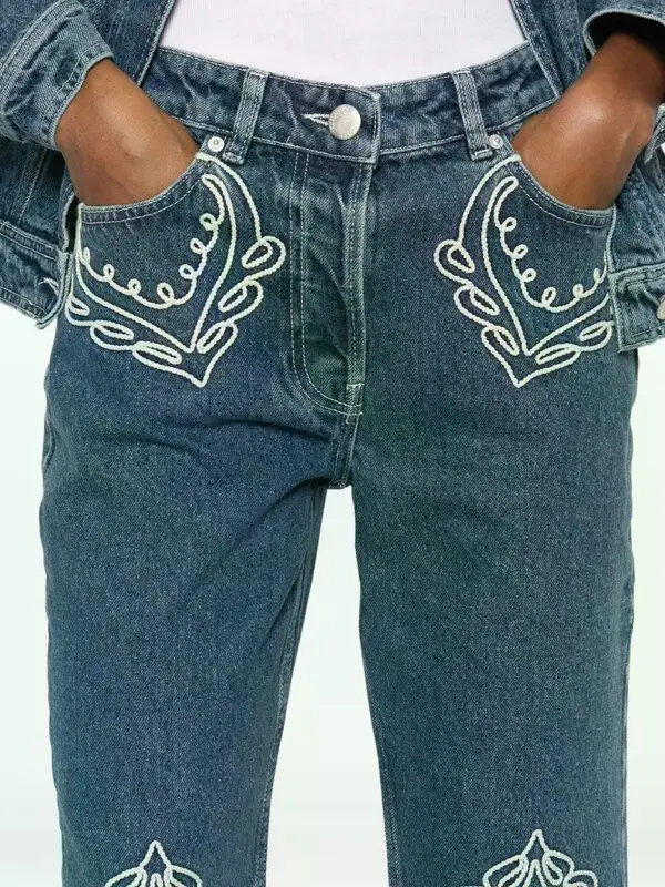 Farm Rio Embroidered Fringed Jeans