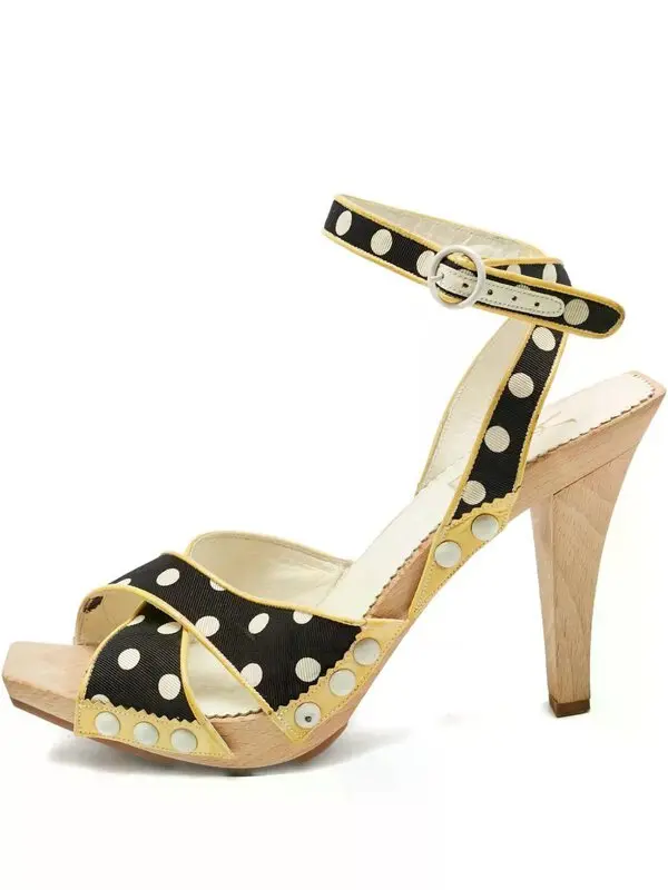 Saint Laurent Polka-dot Platform Sandals - Black