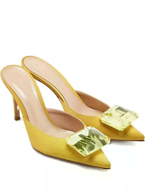 GIANVITO ROSSI Crystal Satin Mules - Yellow