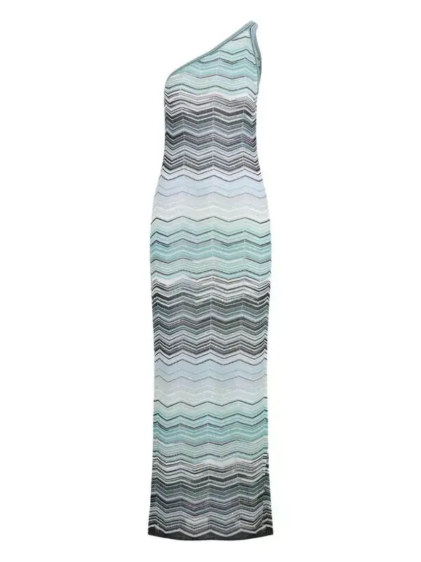 Missoni Chevron-pattern One-shoulder Maxi Dress
