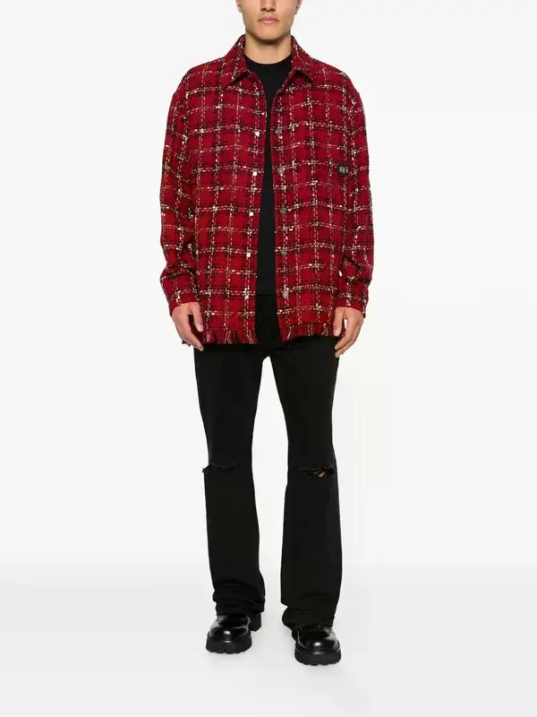 Amiri Frayed Checked Shirt - Red