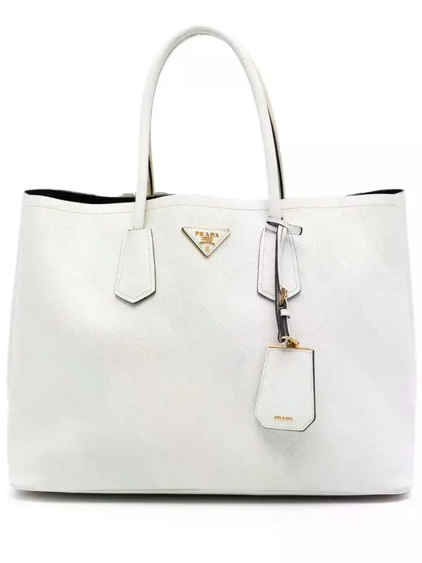 Prada Large Saffiano Cuir Double Satchel 2010-2025 - White