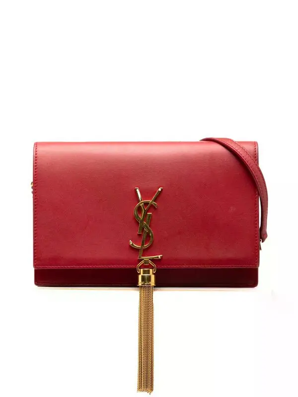 Saint Laurent 2017 Monogram Kate Tassel Wallet On Chain - Red