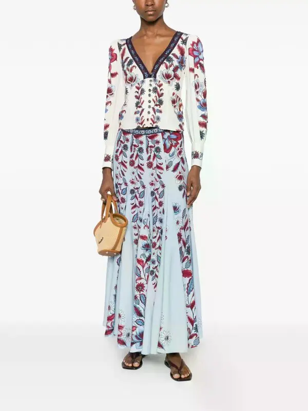 Farm Rio Floral-print Pleated Skirt