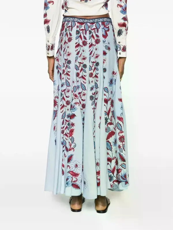 Farm Rio Floral-print Pleated Skirt