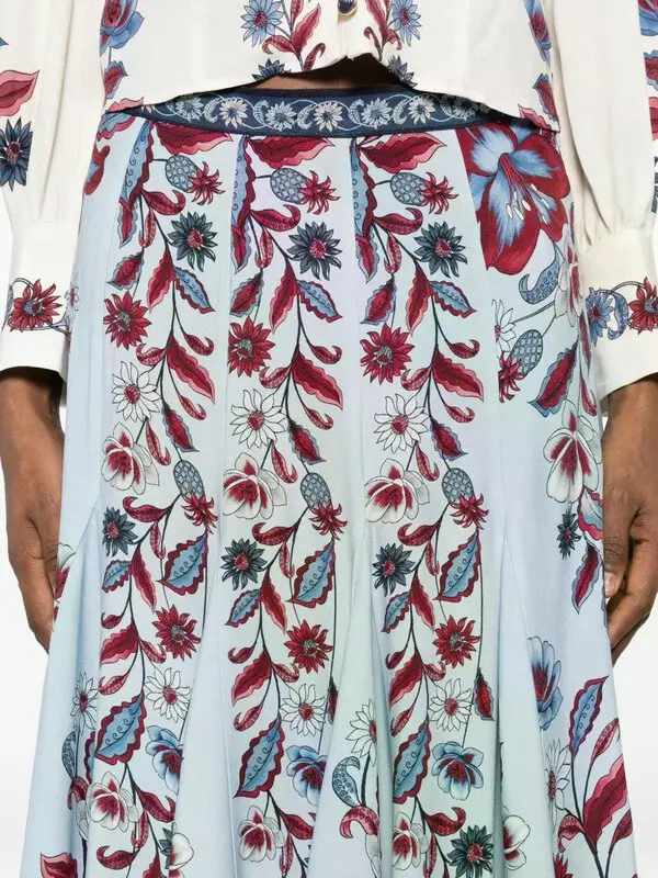 Farm Rio Floral-print Pleated Skirt