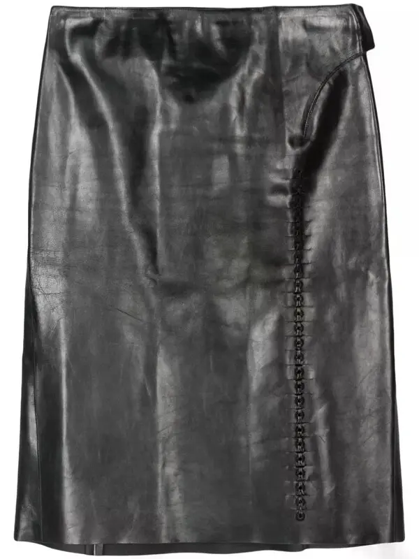 Gucci 2010s Leather Midi Skirt