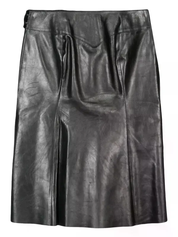 Gucci 2010s Leather Midi Skirt
