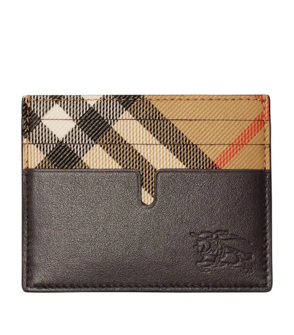 Burberry Leather Tall Pop Check Card Holder - Beige