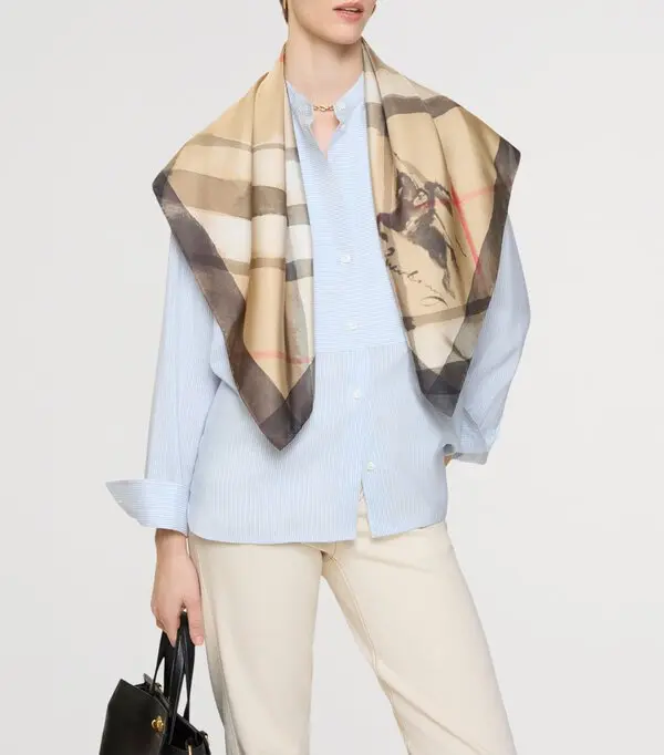 Burberry Silk Watercolour Check Scarf