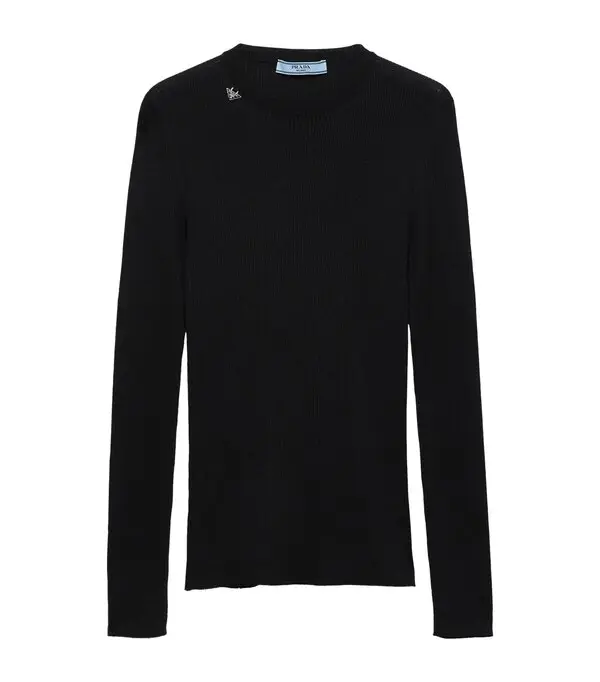 Prada Ribbed Wool Sweater - Black
