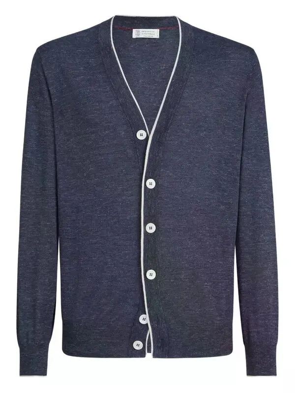 Brunello Cucinelli Button-fastening V-neck Cardigan - Blue