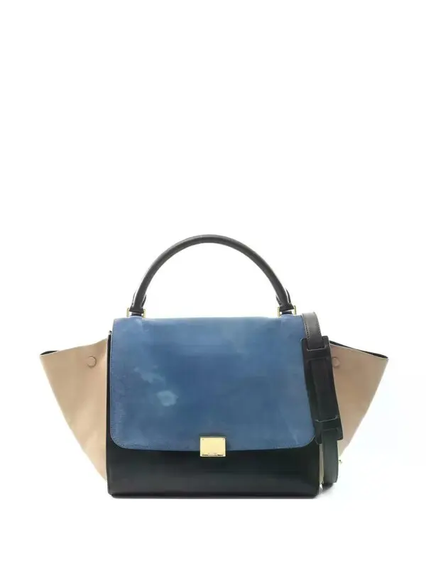 Celine 2000s Trapeze Suede Tote - Blue