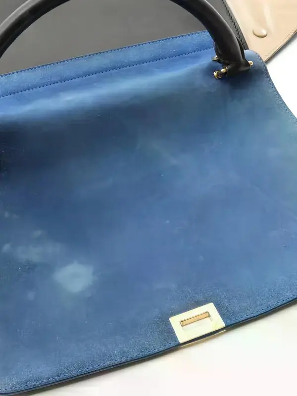 Celine 2000s Trapeze Suede Tote - Blue