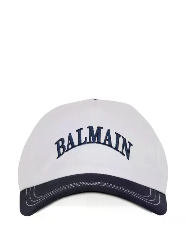 Balmain Embroidered Cotton Cap - White