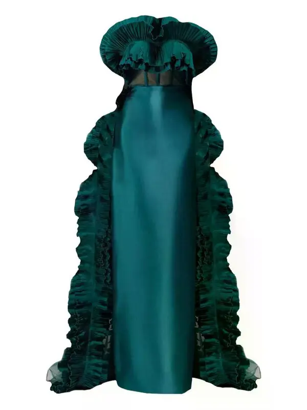 THA SEEN Ruffle-trim Maxi Dress