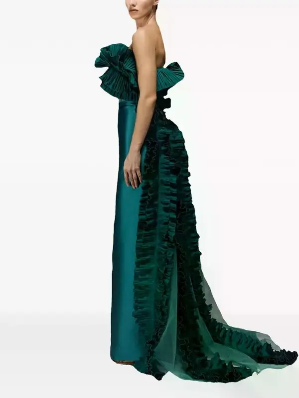 THA SEEN Ruffle-trim Maxi Dress