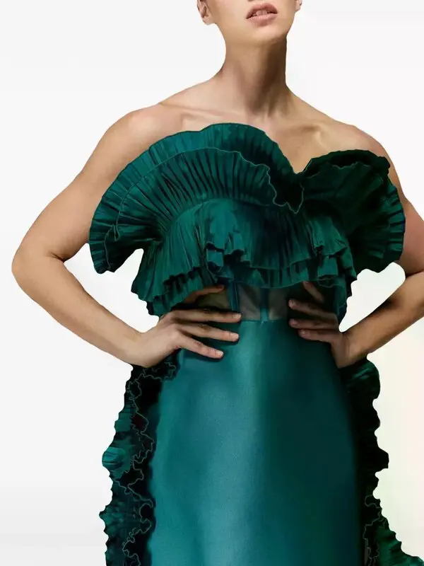 THA SEEN Ruffle-trim Maxi Dress