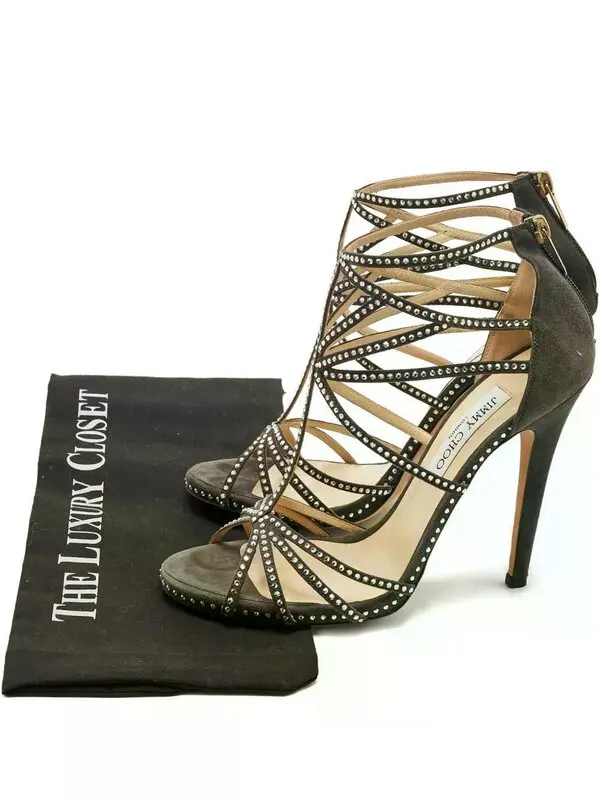JIMMY CHOO Thistle Crystal-embellished Sandals - Green