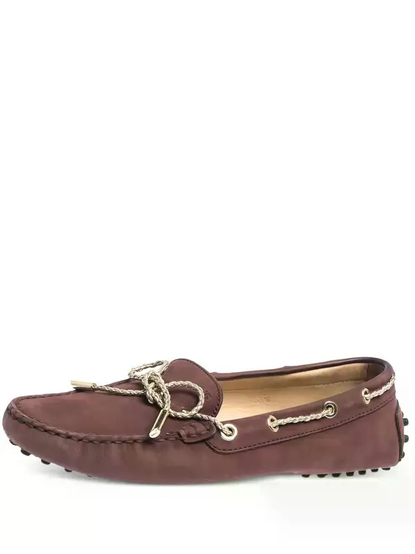 TOD'S Bow Nubuck-leather Loafers - Brown