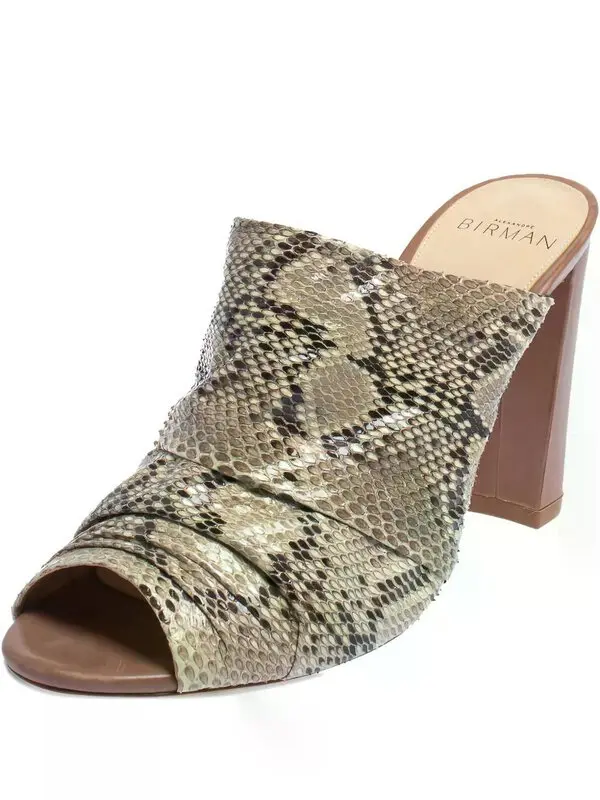 ALEXANDRE BIRMAN 90mm Python Leather Mules - Brown