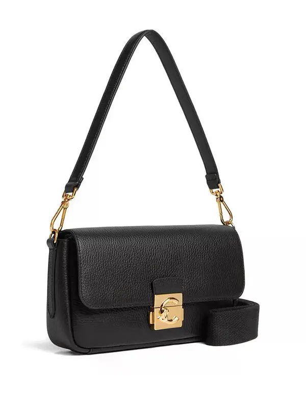 COCCINELLE C-me Lock Logo Shoulder Bag - Black