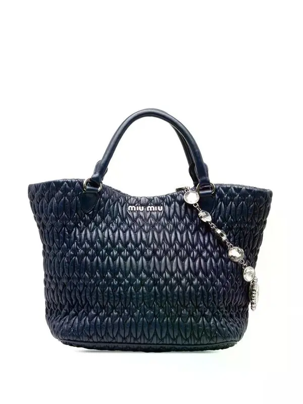 Miu Miu Matelassé Nappa Crystal Satchel - Blue